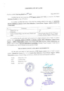 Certificate of Land – Sanjuba High School